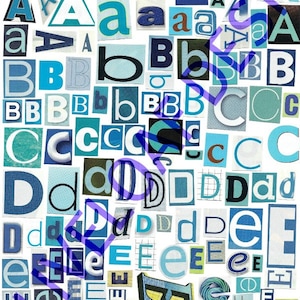 Blue Magazine Cutout Letters A-Z, 1-10 (JPG Digital Download) - Etsy