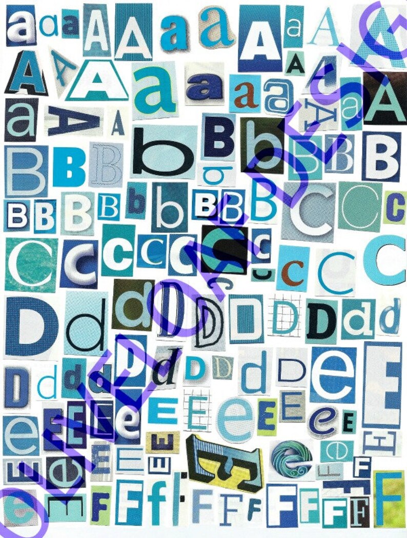Blue Magazine Cutout Letters A-Z, 1-10 (JPG Digital Download) - Etsy