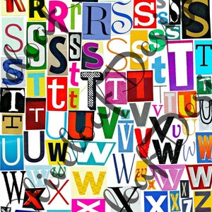 Magazine Cutout Letters: Multicolor Collage Alphabet (JPG Digital ...
