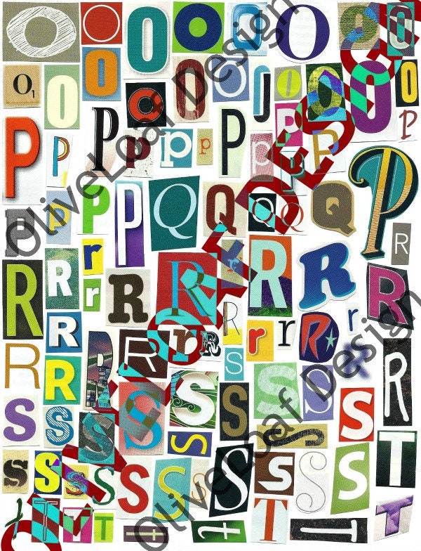 Magazine Cutout Letters: Colorful Collage Alphabet (JPG Digital Sheet ...