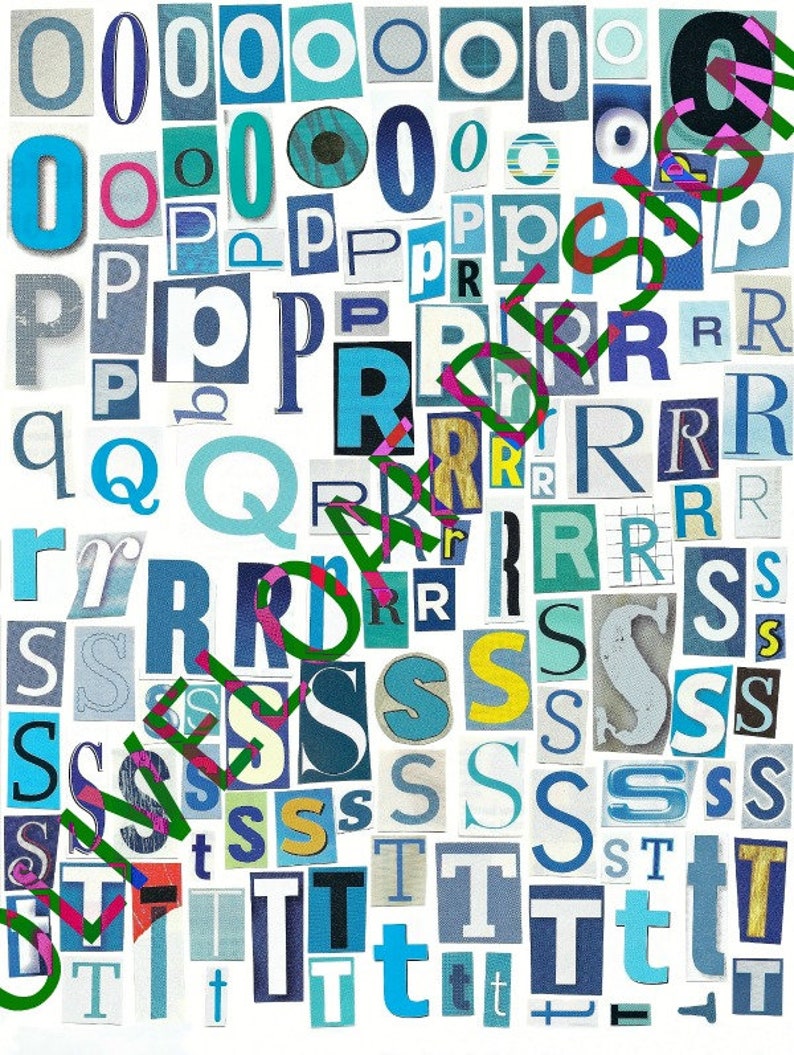 Blue Magazine Cutout Letters A-Z, 1-10 (JPG Digital Download) - Etsy
