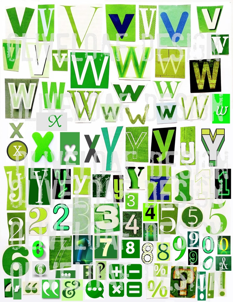 Printable Green Magazine Cutout Letters: Collage Alphabet (JPG) - Etsy