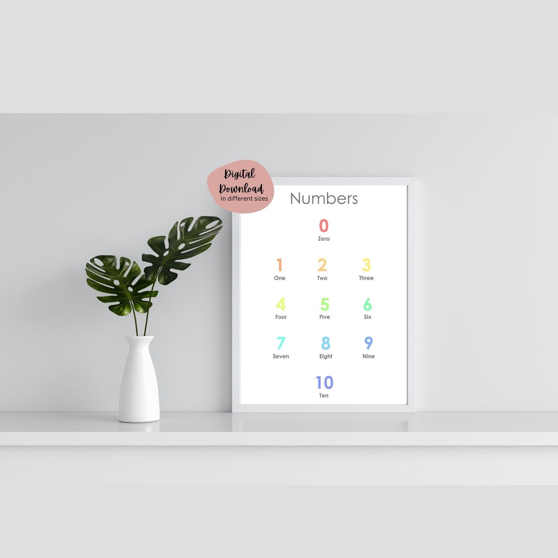 Pastel Numbers Educational Poster Boho Classroom Wall Art Printable ...