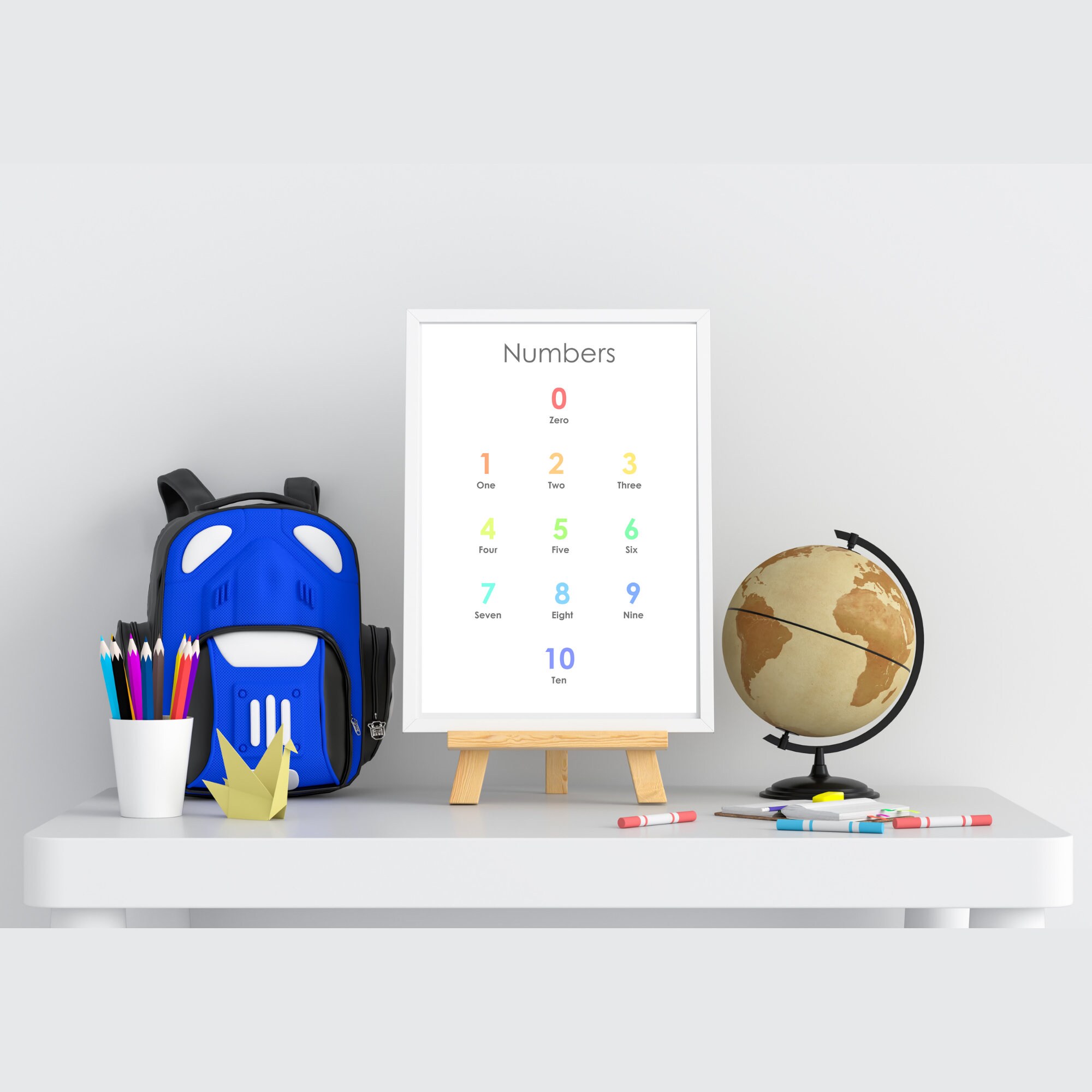 Pastel Numbers Educational Poster Boho Classroom Wall Art Printable ...