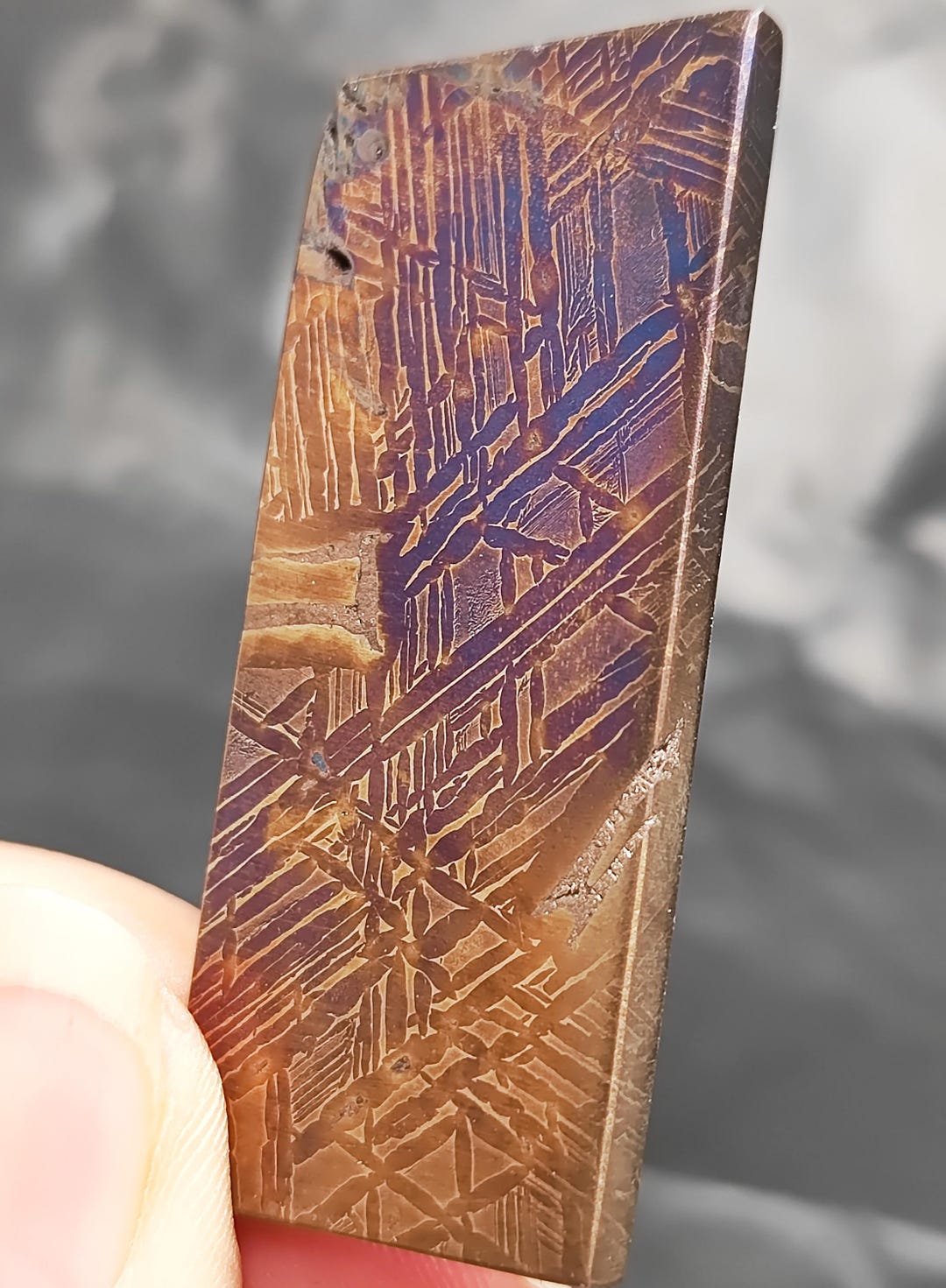 38.3g Muonionalusta Meteorite Slice, Grilled Blue Meteorite Stone ...