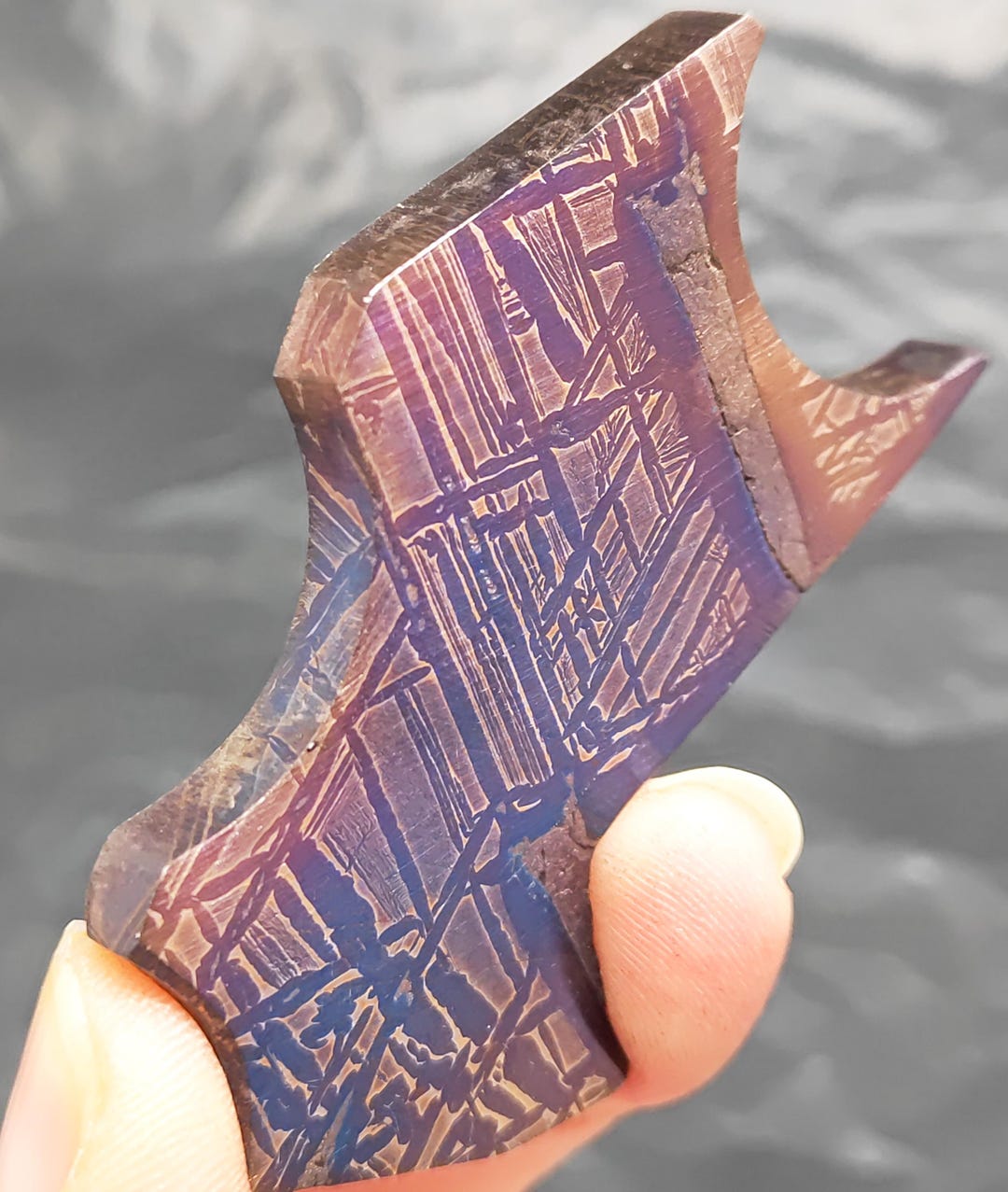 66.9g Muonionalusta Meteorite Slice, Grilled Blue Meteorite Stone ...