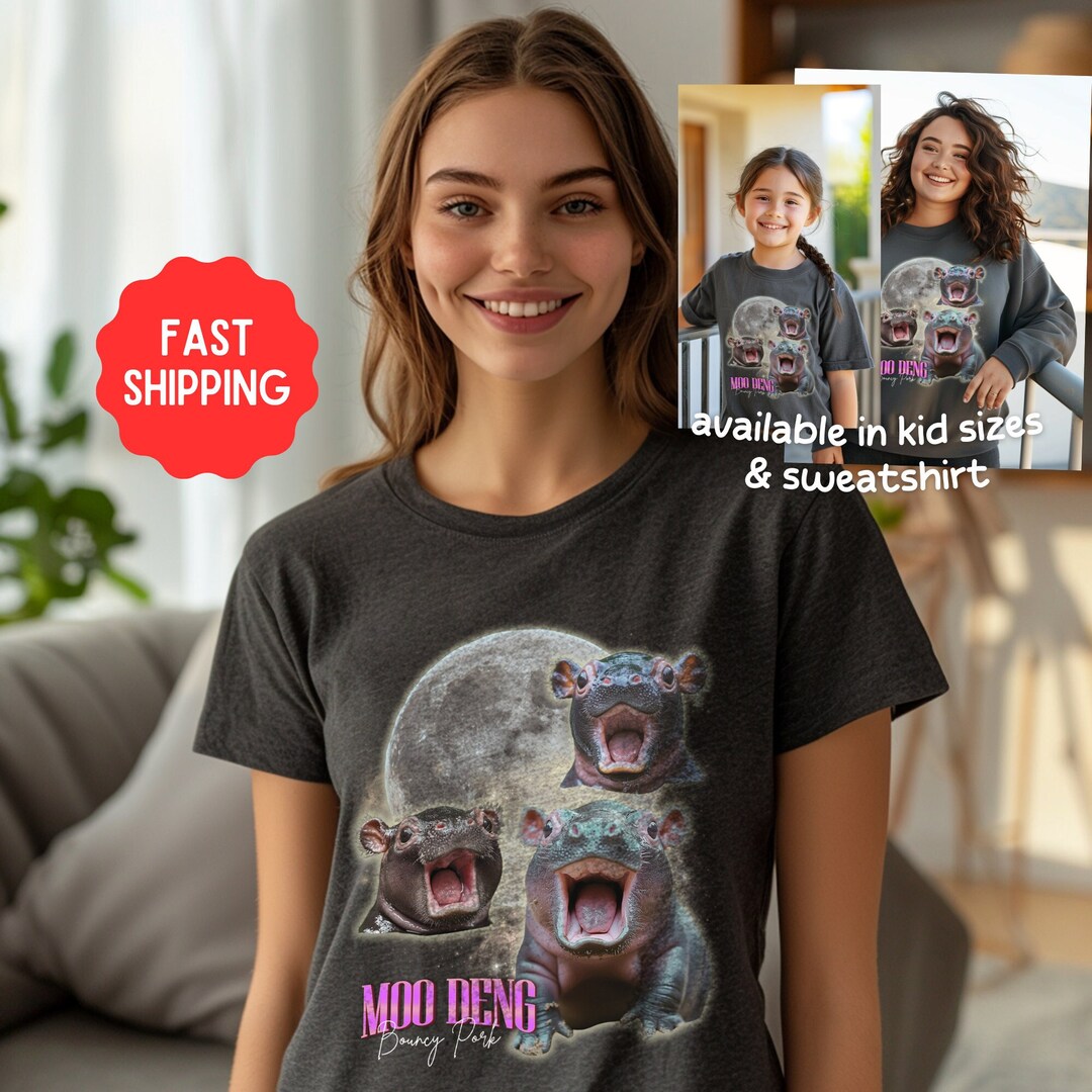 Cute Bootleg Moo Deng Pygmy Hippo Band Shirt, Moo Deng Merch ...