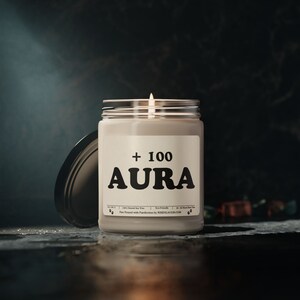 100 AURA Points Teen Slang Meme Trend, Funny 9oz Scented Soy Candles ...