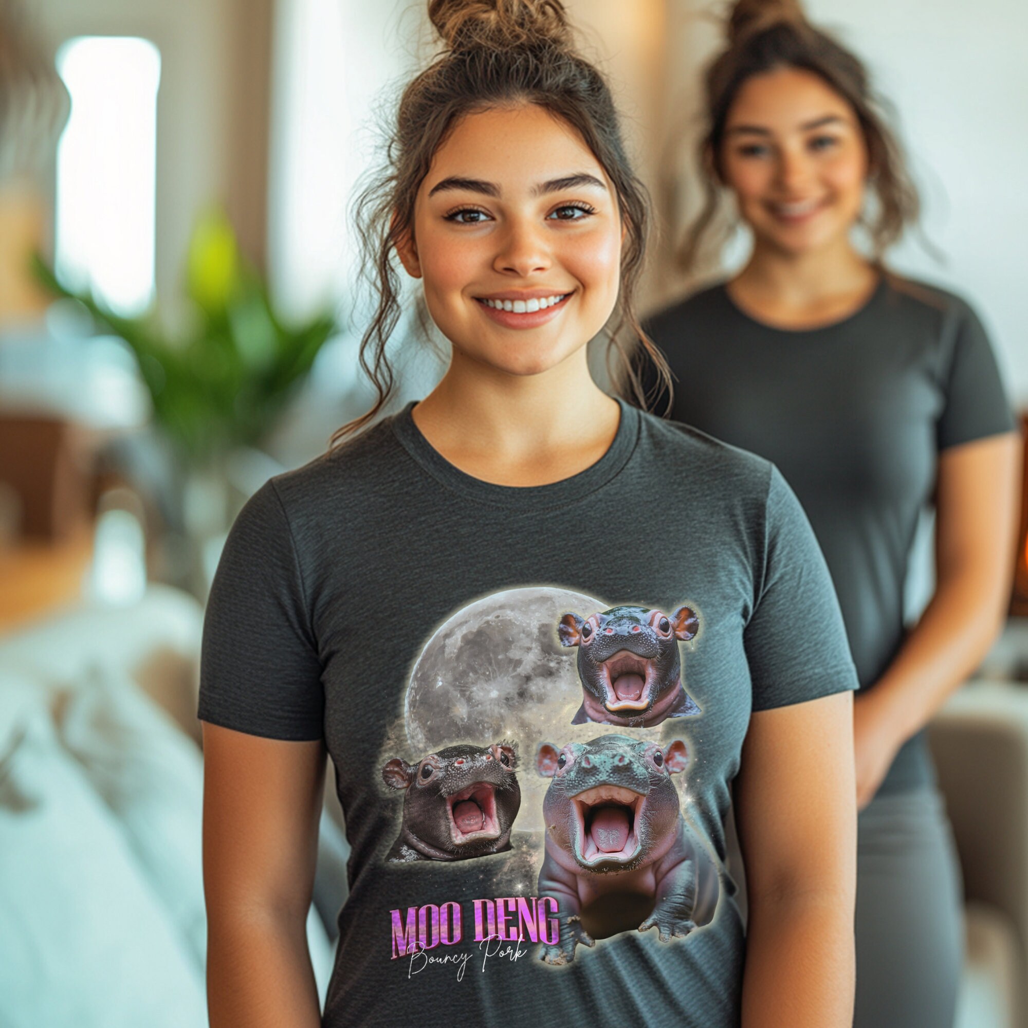 Cute Bootleg Moo Deng Pygmy Hippo Band Shirt, Moo Deng Merch ...