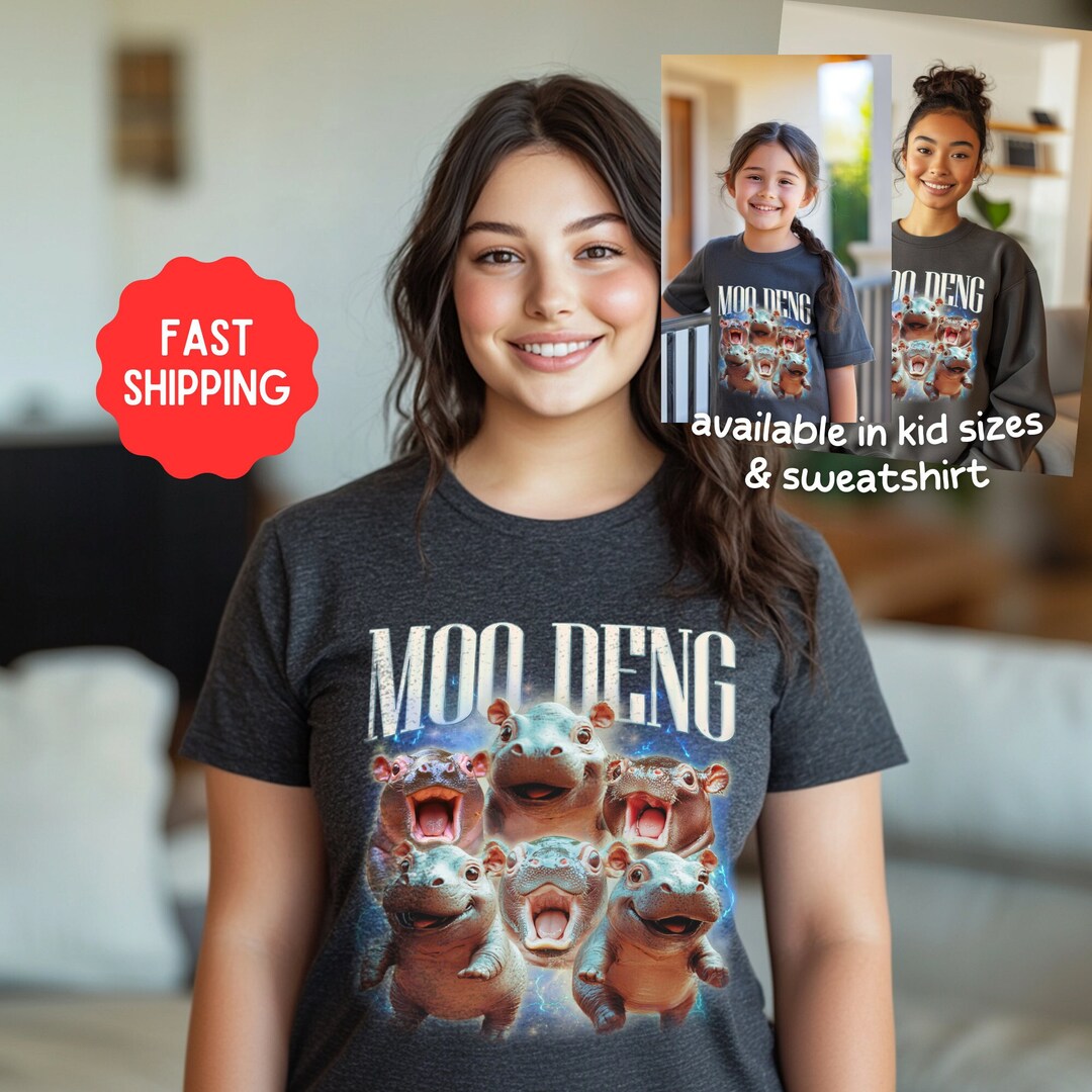Bootleg Moo Deng Cute Hippo Band Shirt, Moo Deng Merch Hippopotamus Tee ...