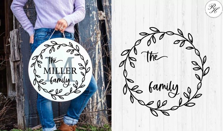 Family Monogram SVG Round Sign for Home, Farmhouse - Etsy