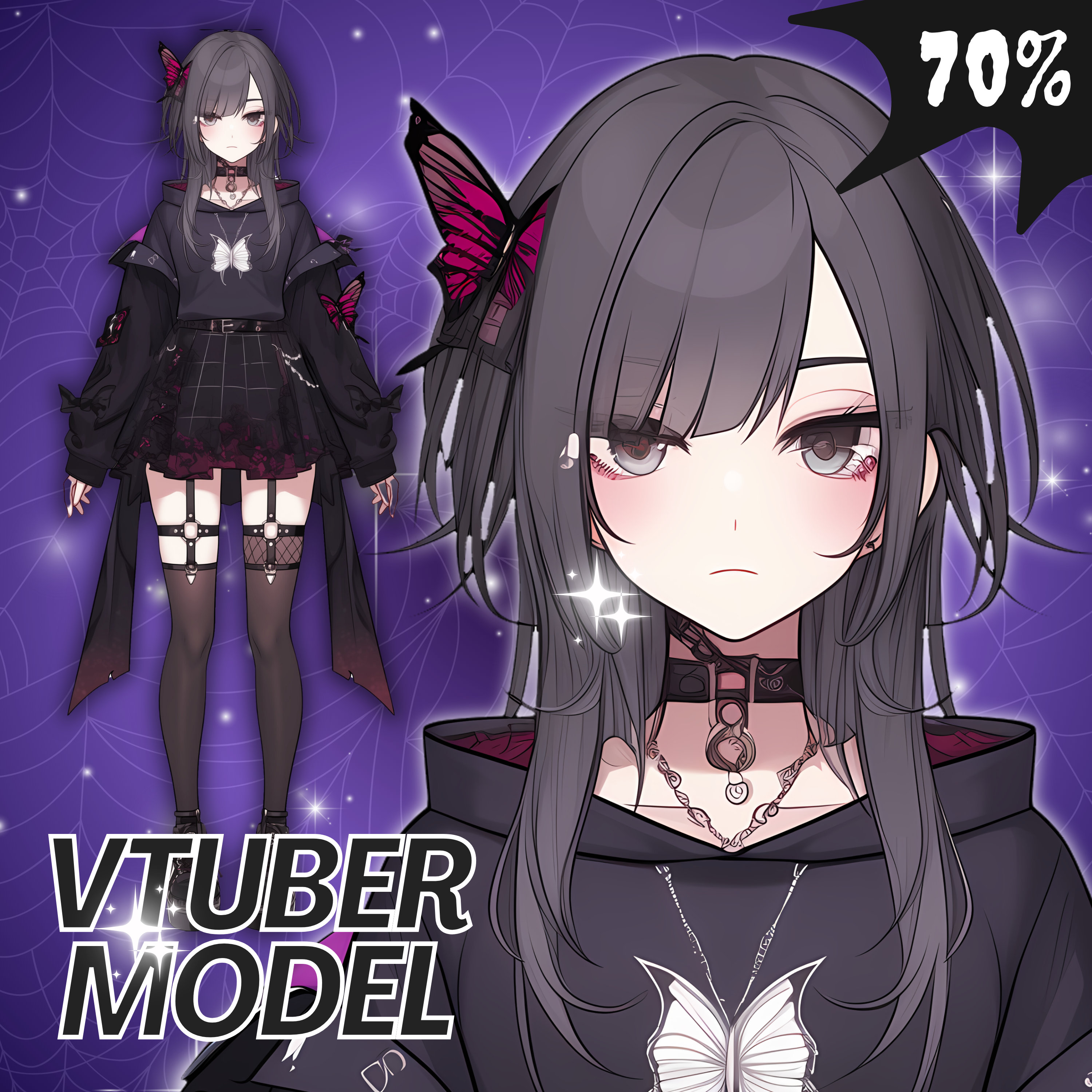 Gothic Vtuber Model for Commercial Use Vtuber Model ready to Rig Live2d Model, Vtuber and Live2d ...