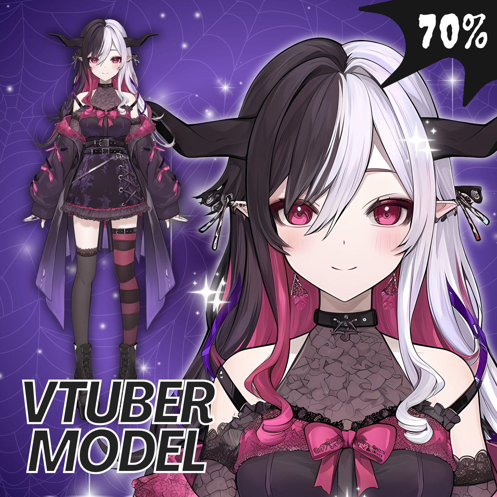 Gothic Vtuber Model for Commercial Use Vtuber Model ready to Rig Live2d Model, Vtuber and Live2d ...