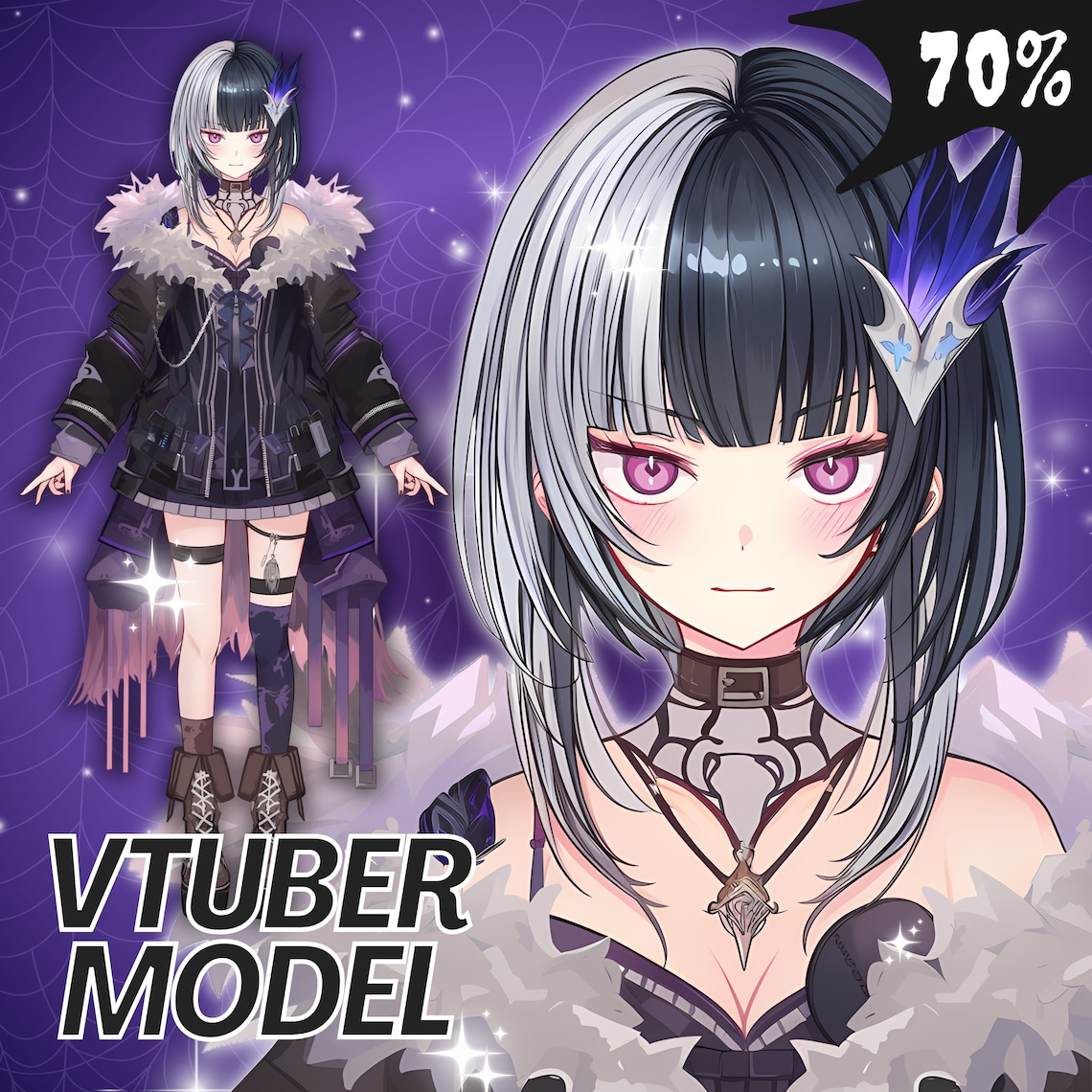 Gothic Vtuber Model for Commercial Use Vtuber Model ready to Rig Live2d Model, Vtuber and Live2d ...