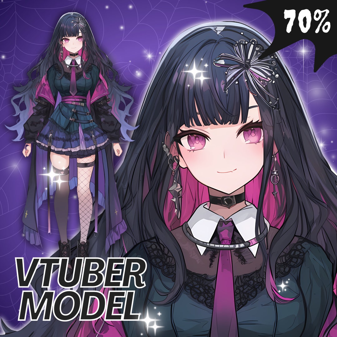 Gothic Vtuber Model for Commercial Use Vtuber Model ready to Rig Live2d Model, Vtuber and Live2d ...