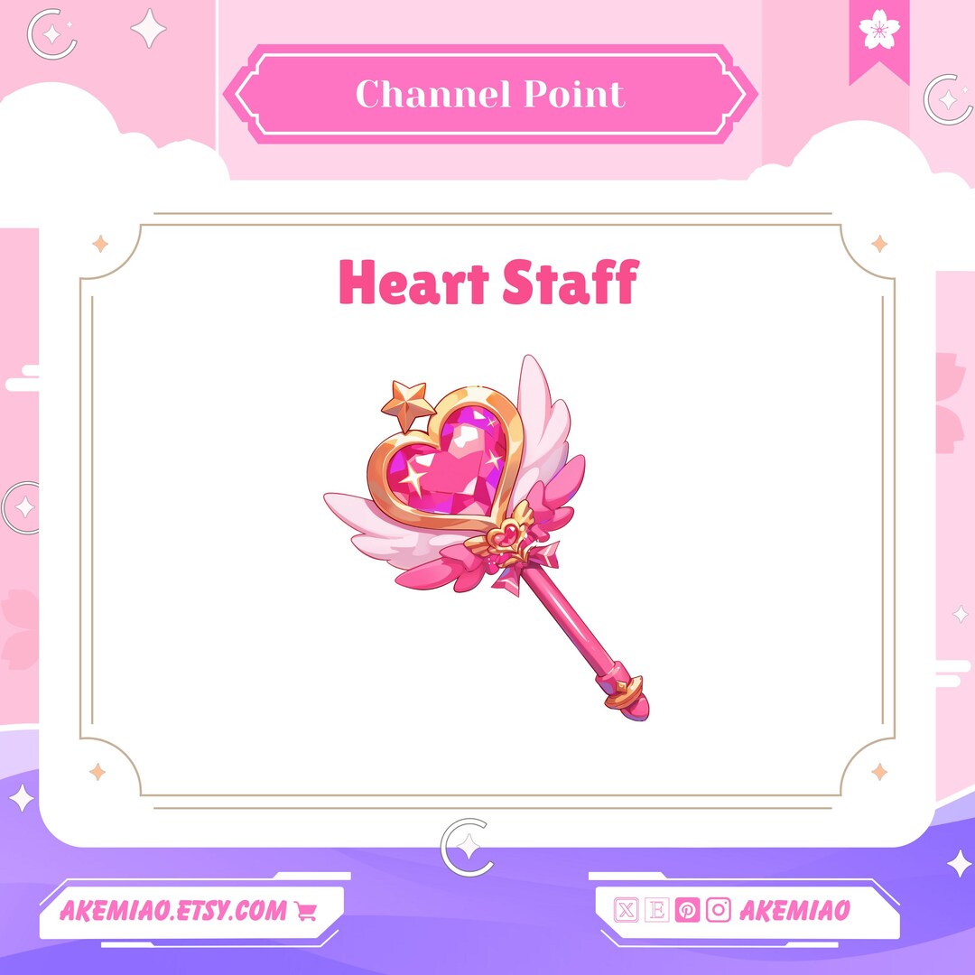 Heart Staff Channel Point for Twitch, Twitch Channel Point, Cute ...