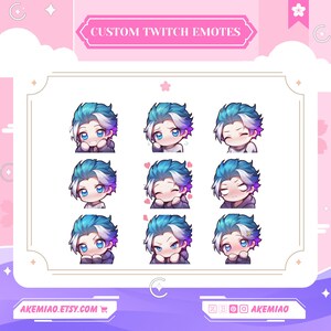 Male Twitch Emote (blue Eyes and Blue Hairstyle) | Cute Twitch Emotes ...