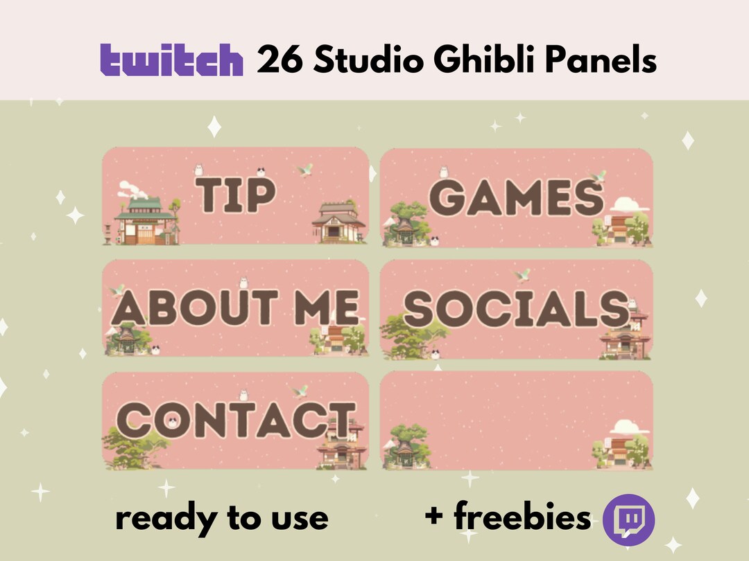 Berry Studio Ghibli Design Twitch Panels 27 Pack Twitch Stream Panels ...