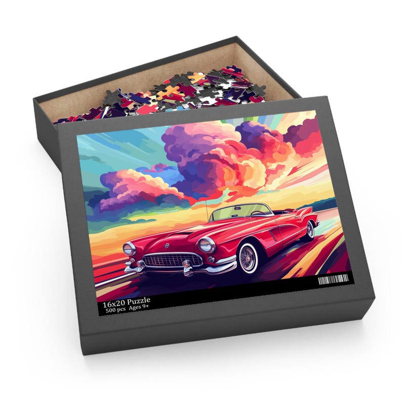 Classic Red Retro Car Puzzle, Vintage Car Puzzle (120, 252, 500-piece ...