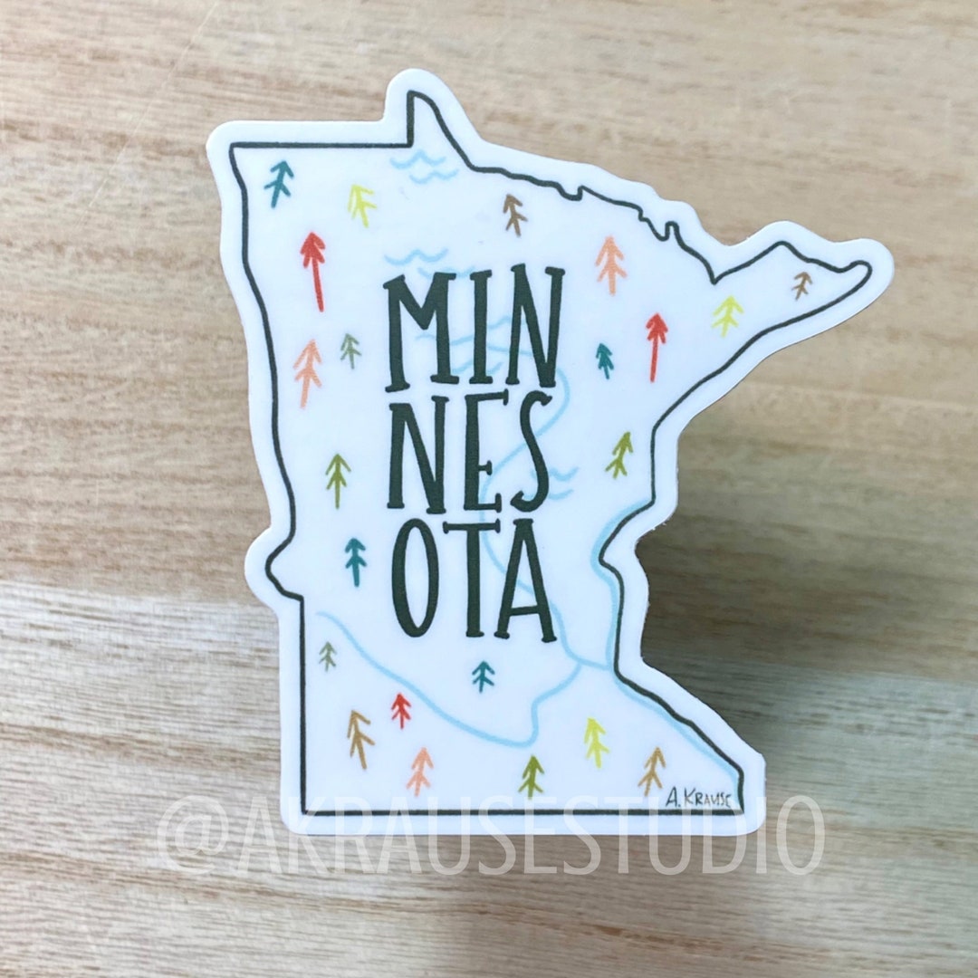 Minnesota State Outline Sticker, MN Map Decals, Waterproof Vinyl ...