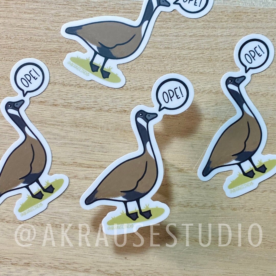 Ope Goose Vinyl Sticker, Cute Canadian Goose Sticker, Waterproof Canada ...