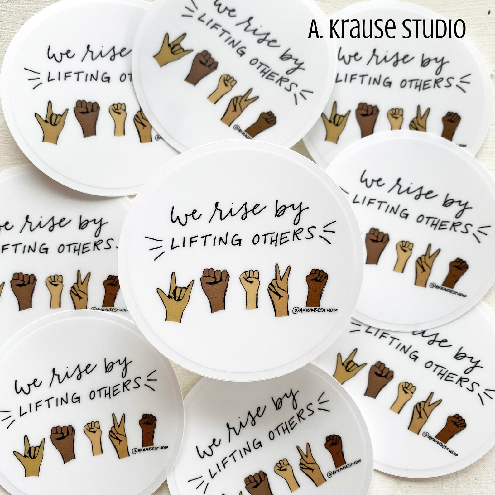 We Rise by Lifting Others Round Sticker Celebrate Diversity - Etsy