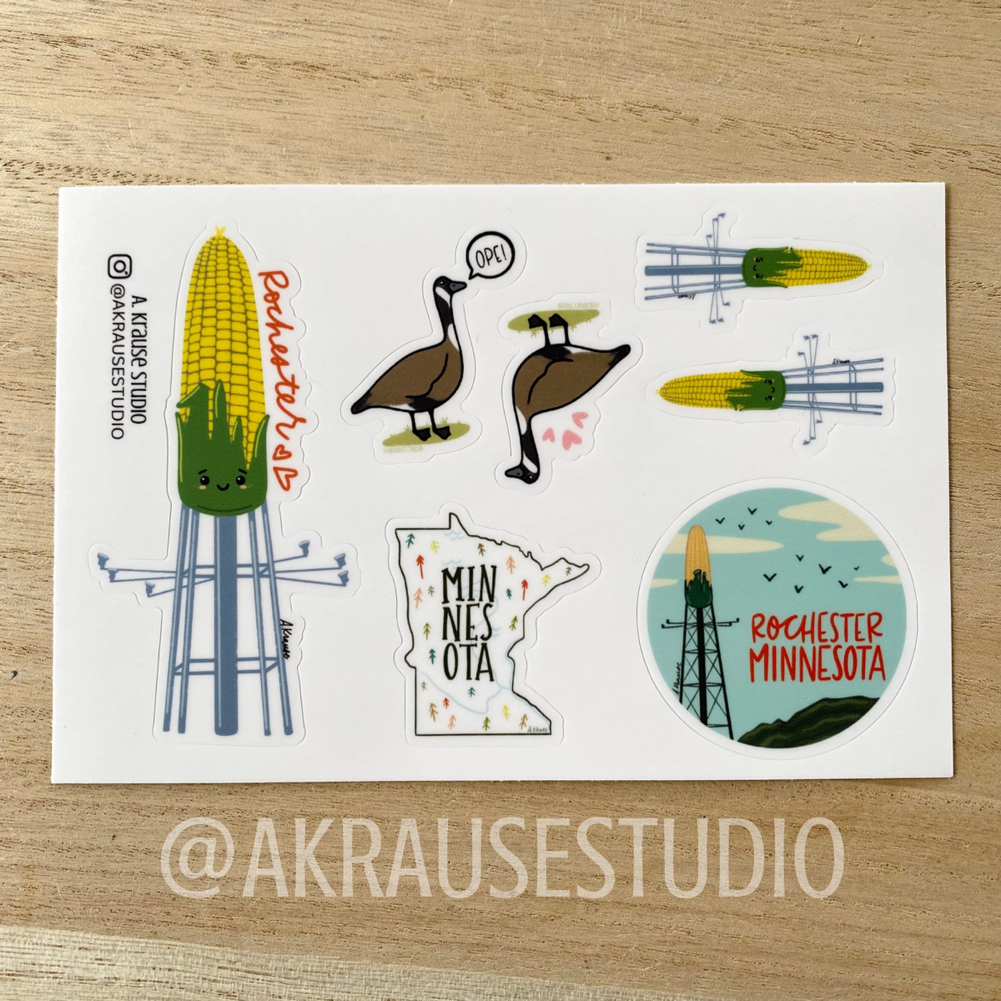 Rochester Minnesota Vinyl Sticker Sheet, Minnesota Themed Illustration ...