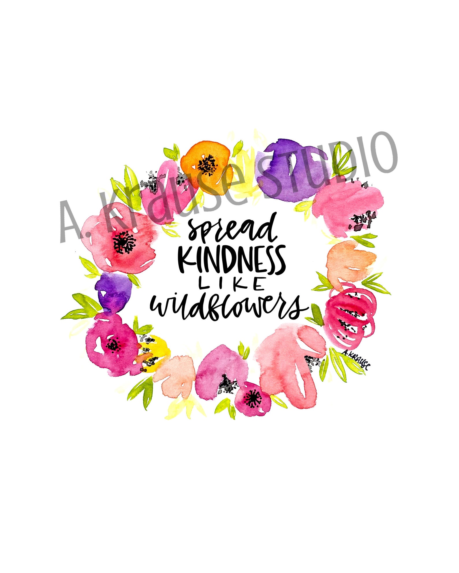 Spread Kindness Like Wildflowers Art Print Watercolor Flower - Etsy