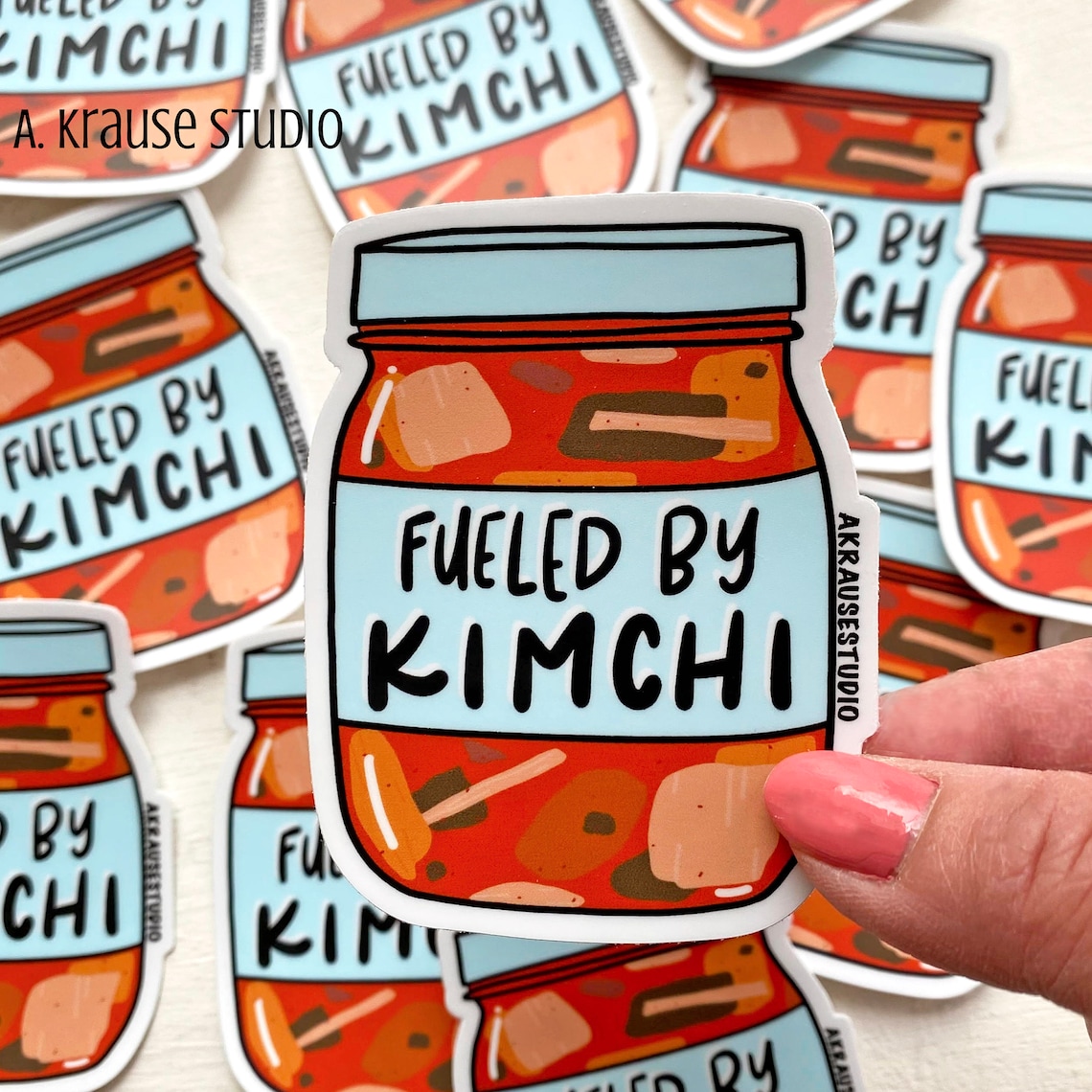 Fueled by Kimchi Vinyl Sticker Korean Kimchi Illustration - Etsy