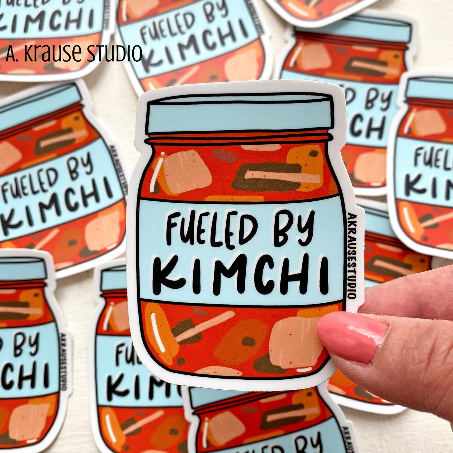 Fueled by Kimchi Vinyl Sticker Korean Kimchi Illustration - Etsy