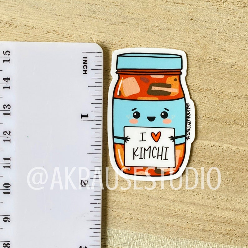I Love Kimchi Vinyl Sticker, Cute Korean Kimchi Illustration Stickers ...