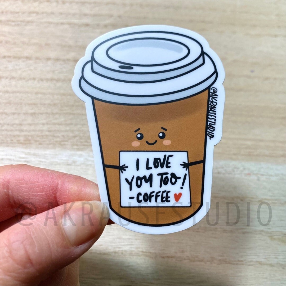 Kawaii Coffee Stickers, Cute Waterproof Vinyl Coffee Cup Sticker ...