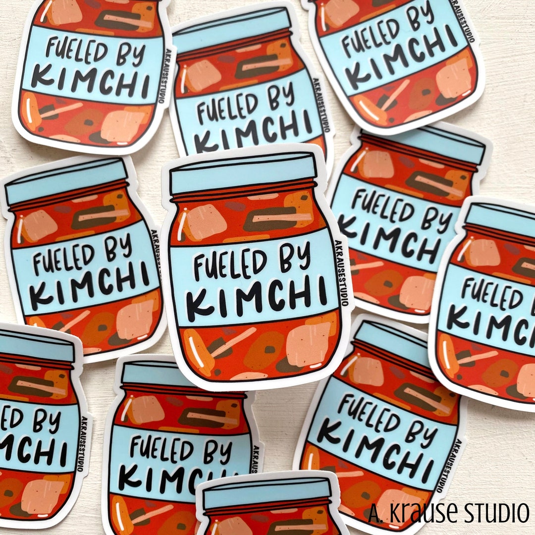 Fueled by Kimchi Vinyl Sticker, Korean Kimchi Illustration Stickers ...
