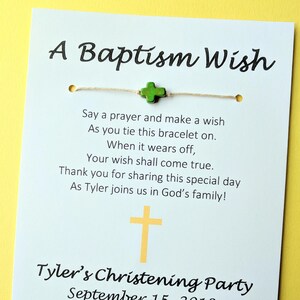 A Baptism Wish Baptism Christening Cross Bead Wish Bracelet Party Favor ...