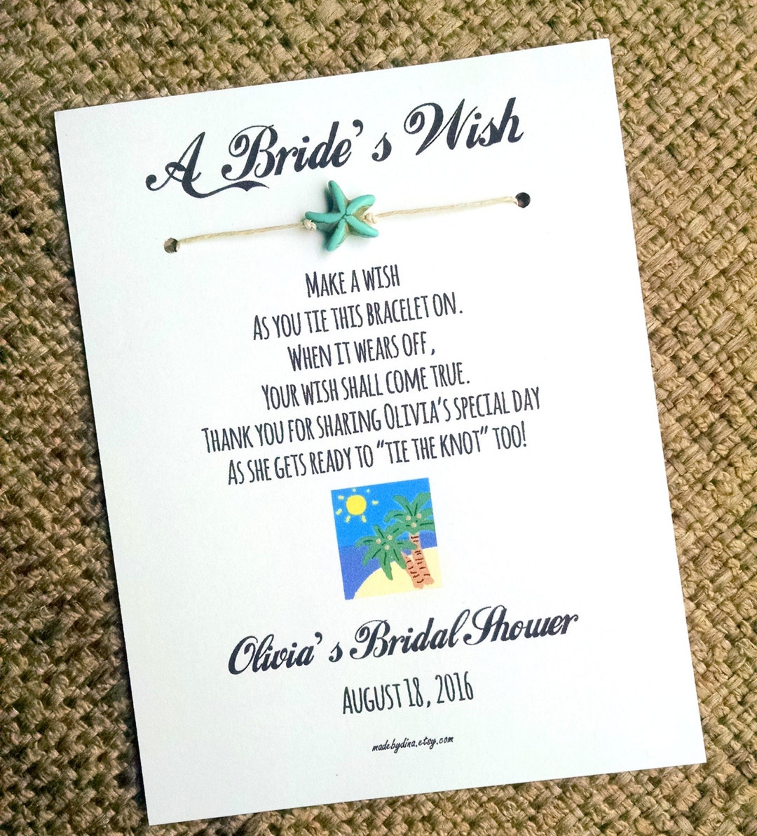 Starfish Wish for the Bride-to-be A Bride's Wish Wish Bracelet Bridal ...