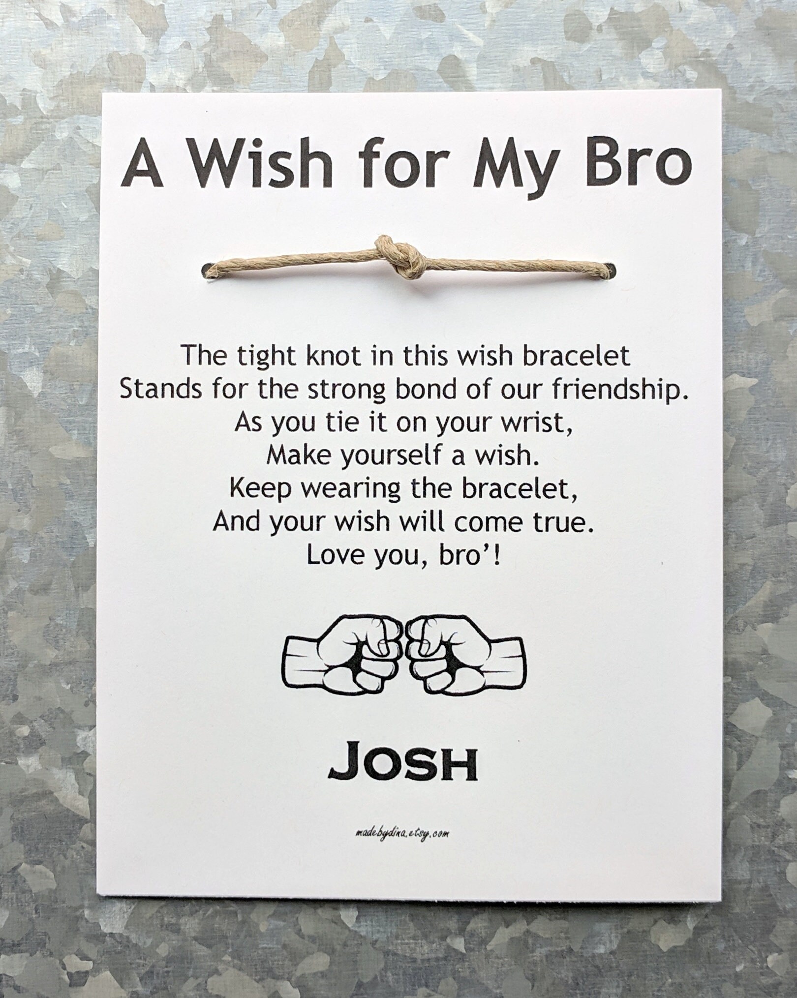 Love Ya Bro Wish Bracelet With a Knot A Guy's | Etsy