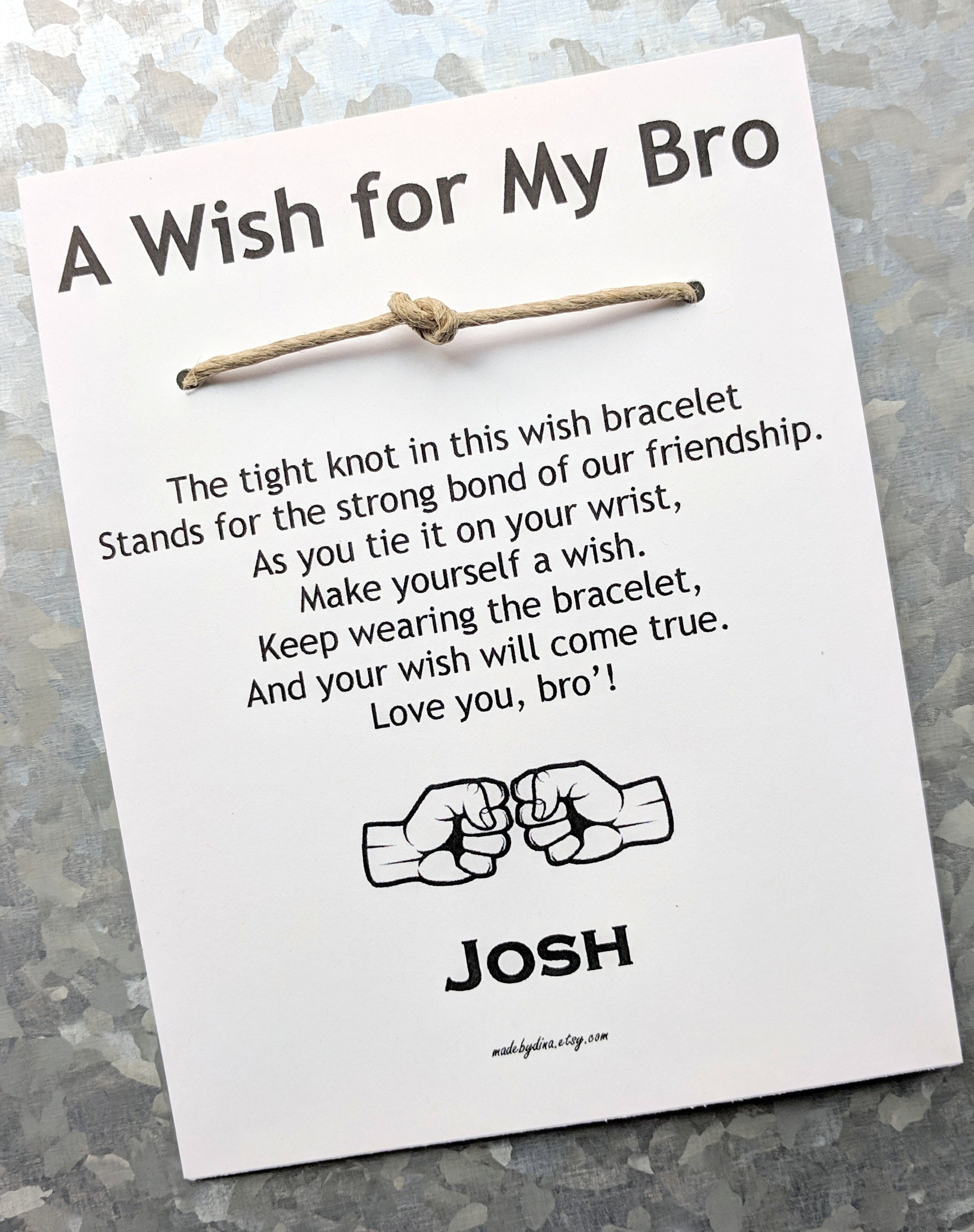 Love Ya Bro Wish Bracelet With a Knot A Guy's | Etsy