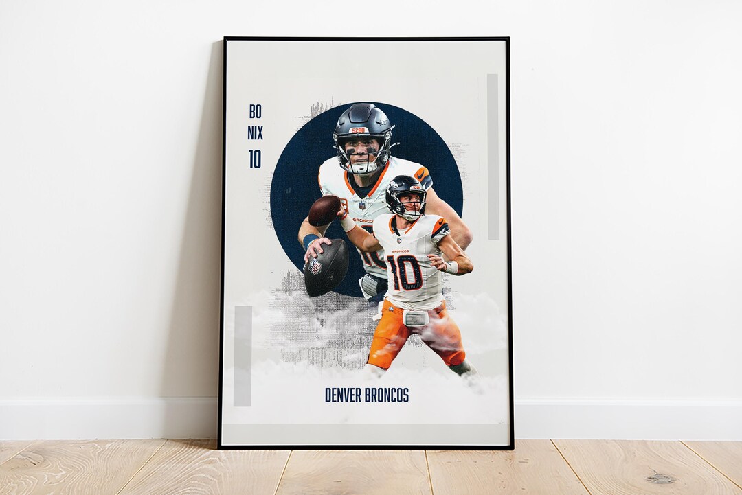 Bo Nix Poster, Denver Broncos Poster, NFL Poster, Sports Bedroom Decor ...
