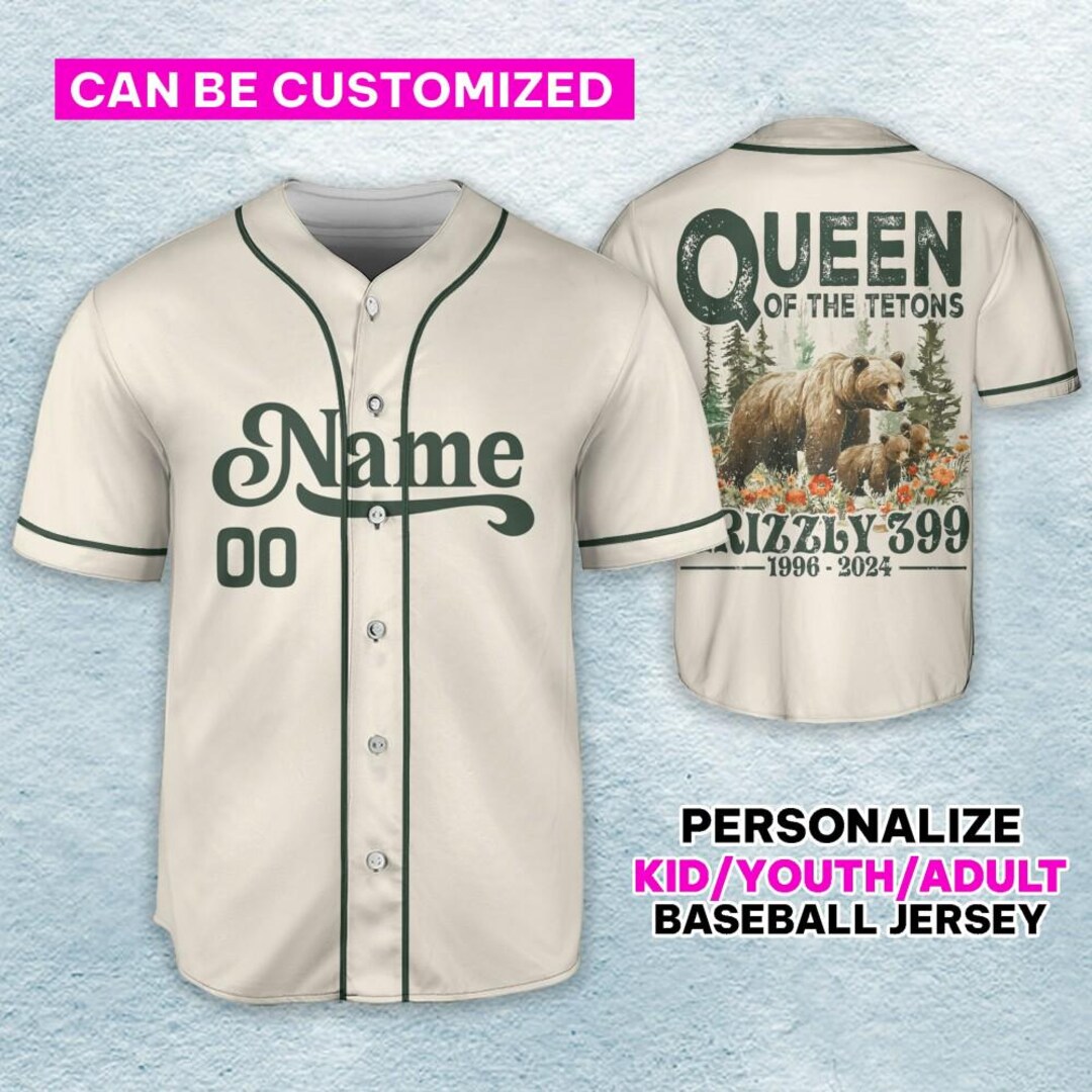 Personalize Queen of the Tetons 1996 2024 Grizzly 399 Vintage Baseball ...