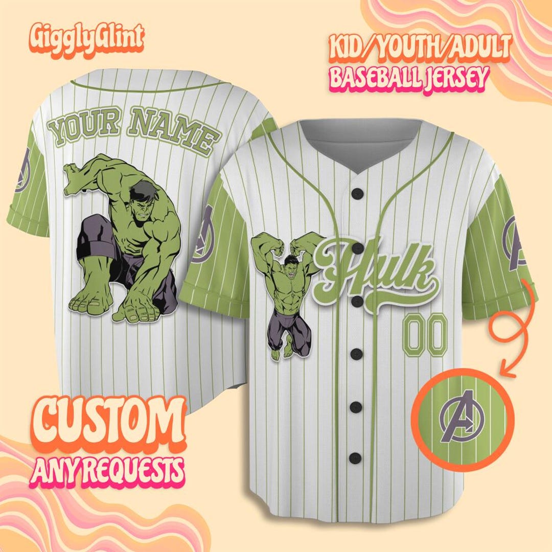 Custom Marvel Hulk up Bulk up Baseball Jersey, Hulk Baseball Jersey ...