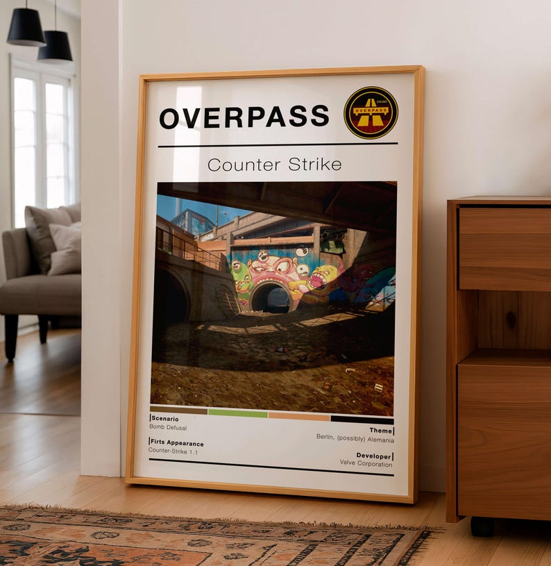 CSGO Map Overpass Game Posters | Minimalist Vertical | Digital Download ...