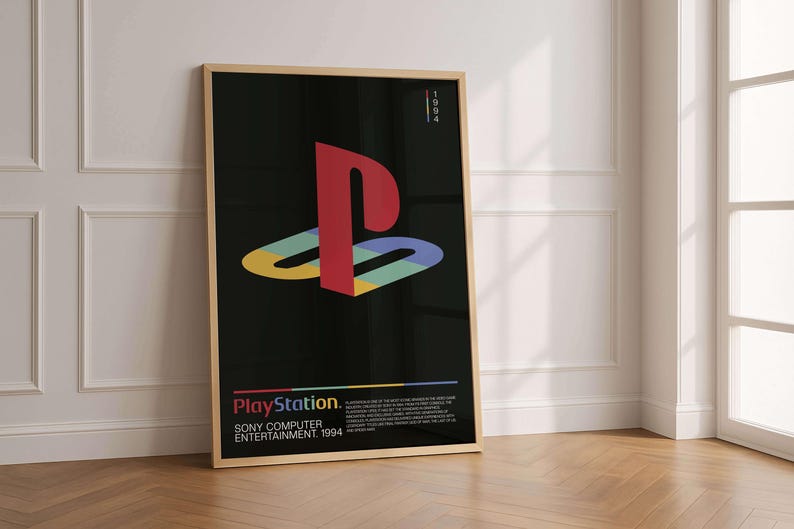 Playstation Logo Art Print Black, Modern Digital Poster for Gamers ...