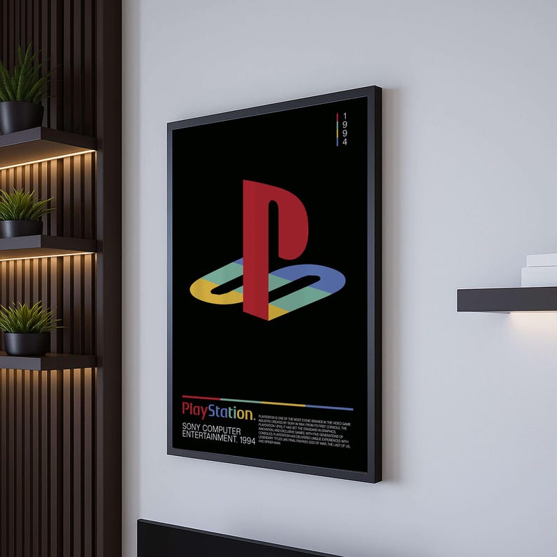 Playstation Logo Art Print Black, Modern Digital Poster for Gamers ...