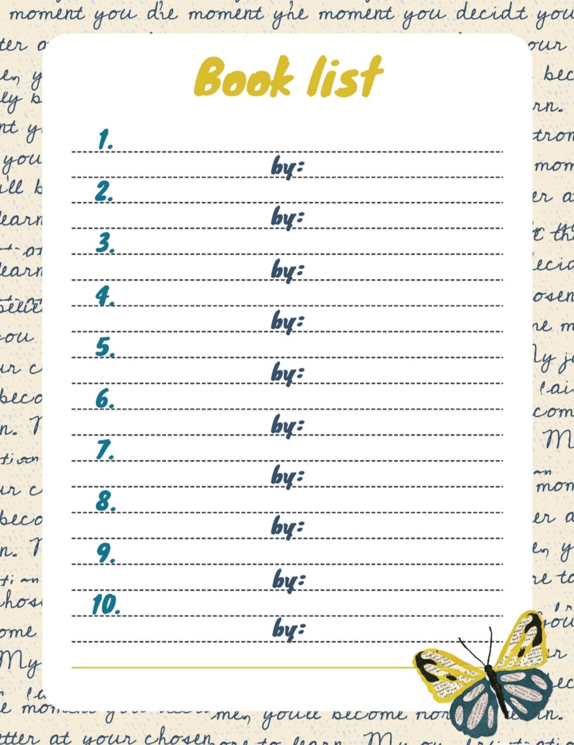 Student Reading Log Printable/ Reading Tracker/ Book List/ Student ...