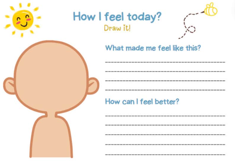 Kids Emotion Sheet/ Emotion Tracker/ Emotional Intelligence/ Kids ...
