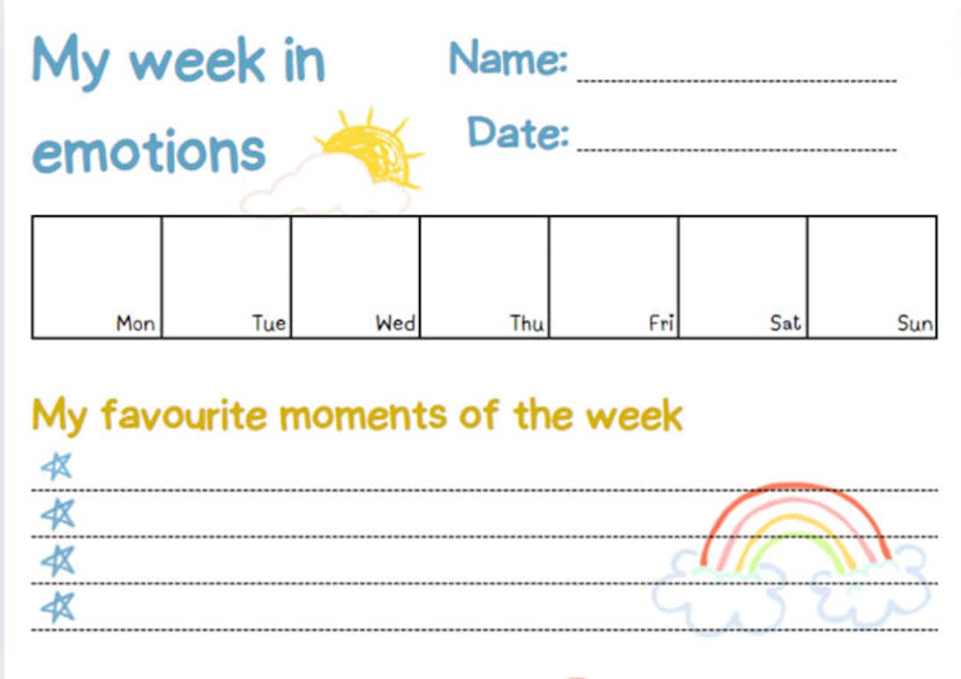 Kids Emotion Sheet/ Emotion Tracker/ Emotional Intelligence/ Kids ...