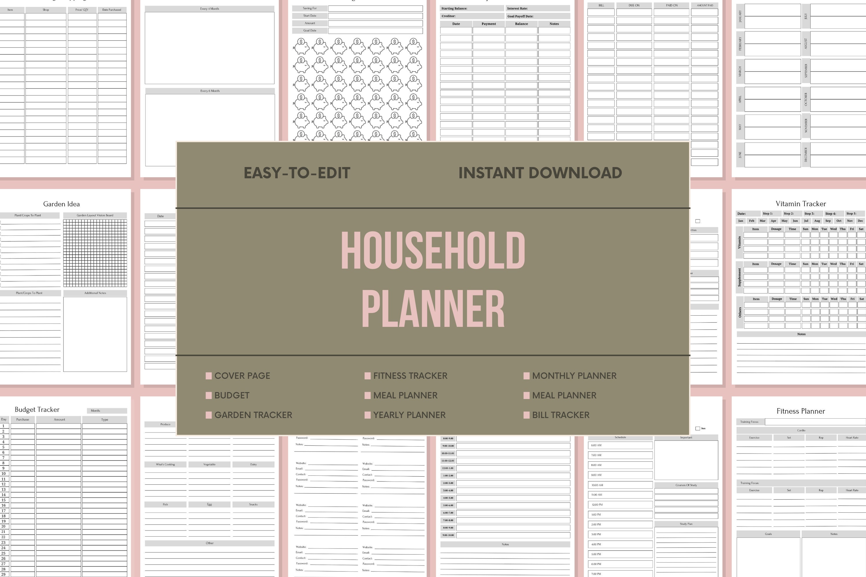 Household Planner, Printable Household Planner, Mom Life Planner ...