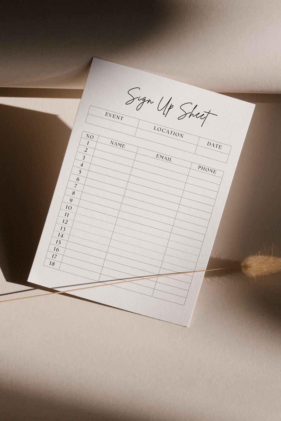 Sign up Sheet Black and White Sign up Sheet Simple Sign up Paper ...