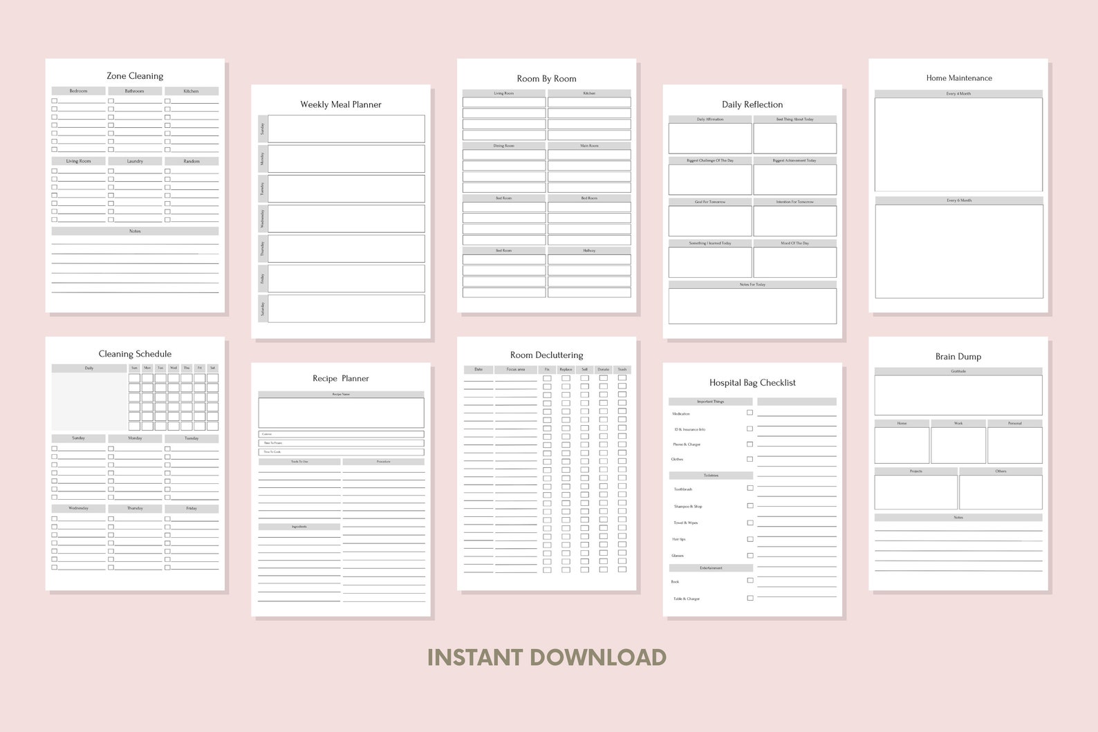 Household Planner, Printable Household Planner, Mom Life Planner ...