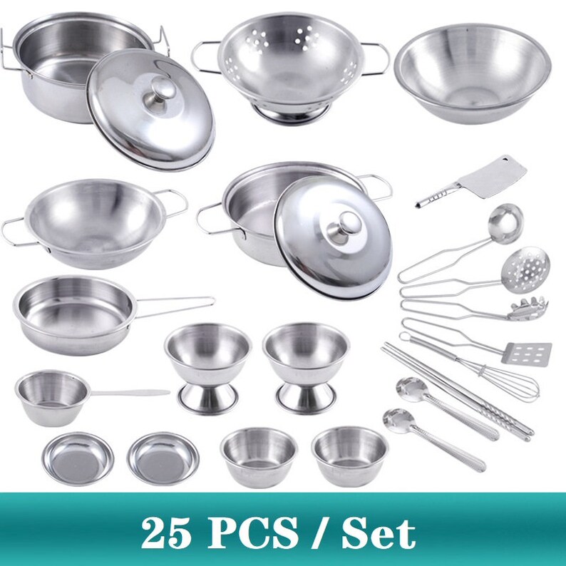 25pcs Set Kitchen Pretend Game Mini Kitchen Utensils Great Pretend Game ...